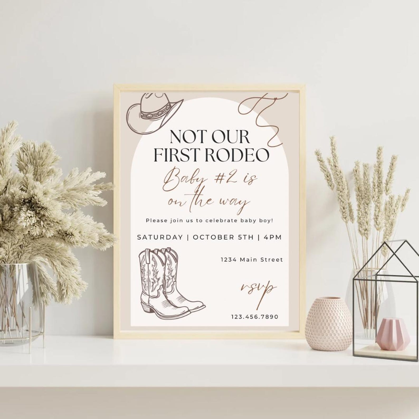 Not Our First Rodeo Baby Sprinkle Invitation, Full Customizable ...