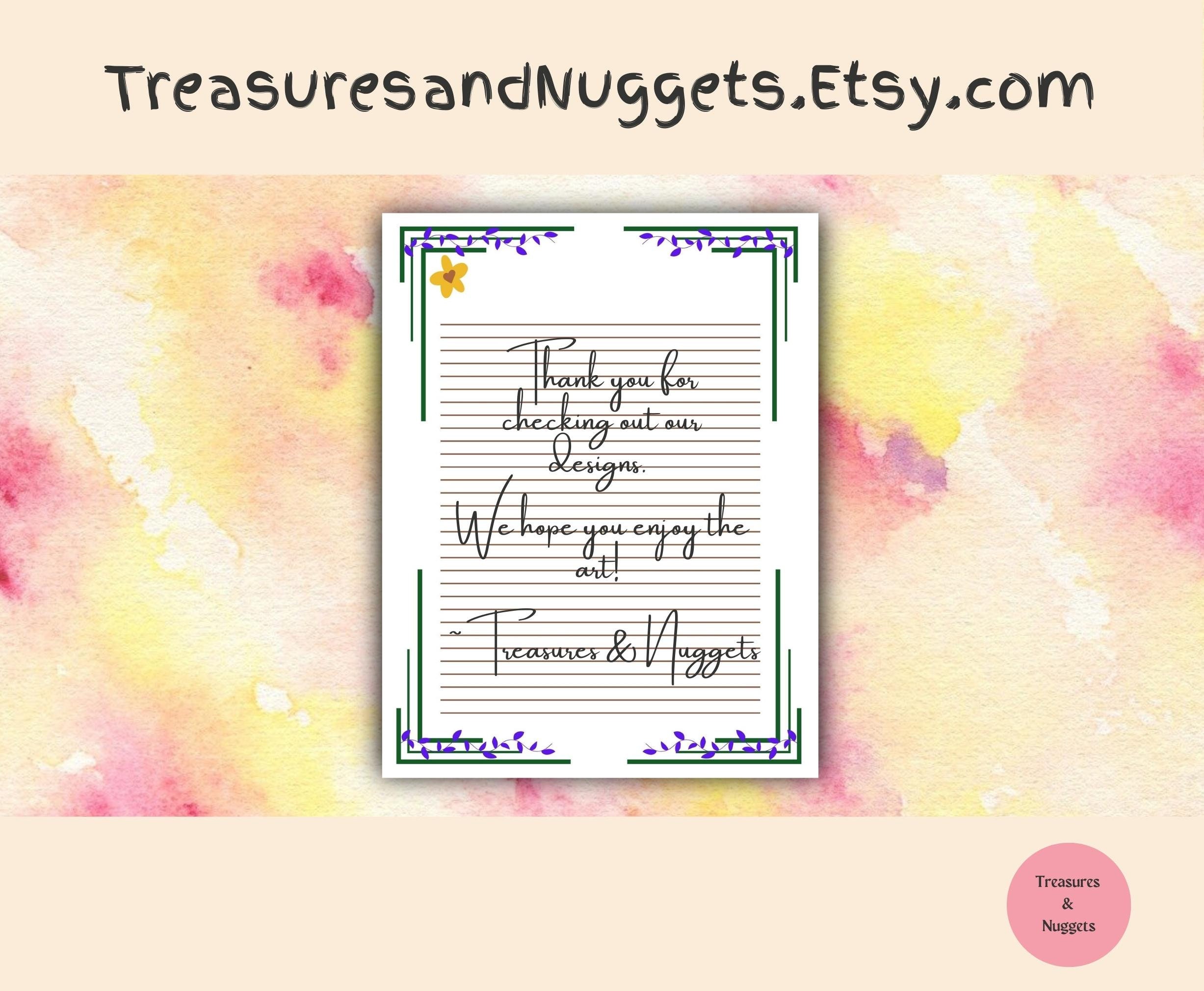 Green Border Design Stationary Paper Pack, Printable Stationary Set ...