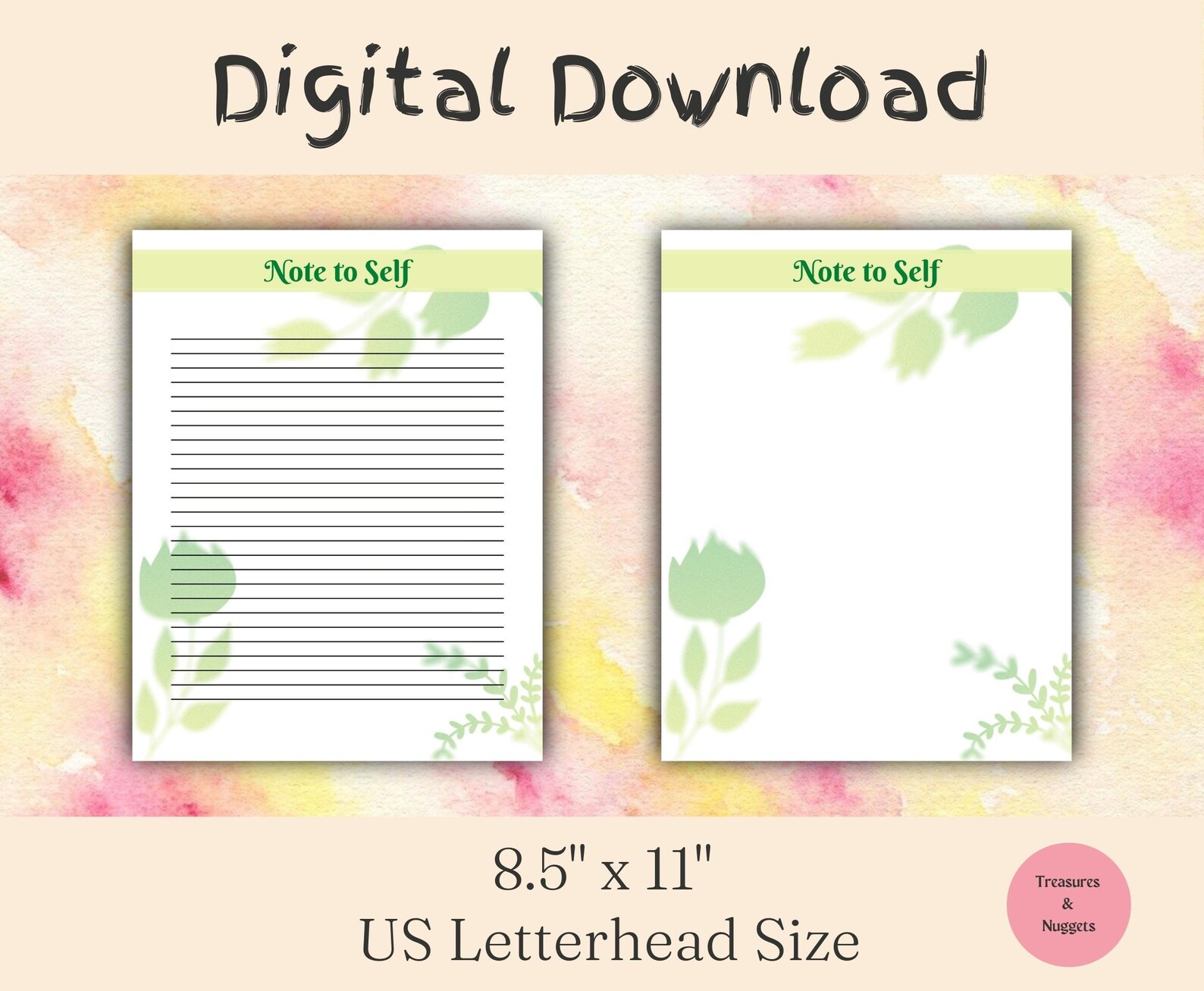 Green Dreamy Stationary Paper Pack, Printable Stationary Set, Instant ...