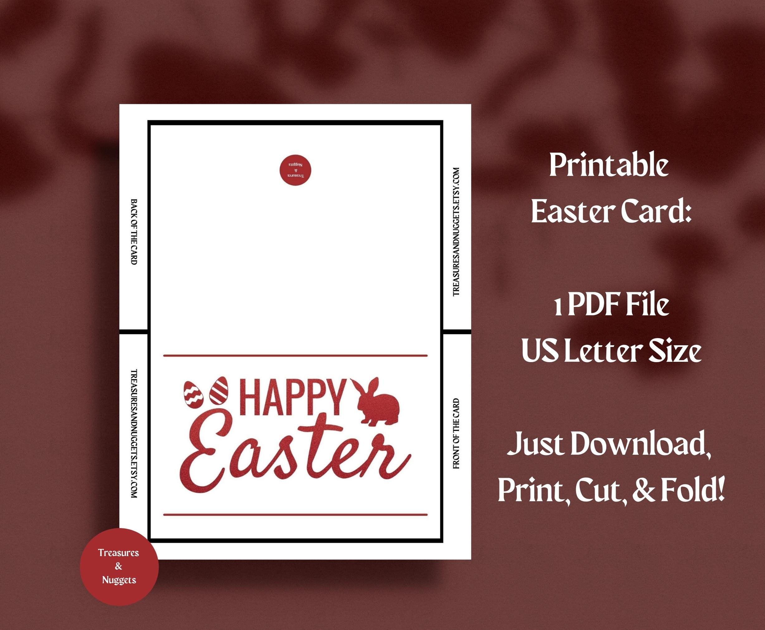 Printable Easter Greeting Card, Instant Download, 7x5 Inch Card for ...