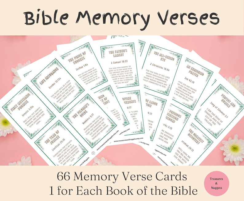 66 Bible Verses, Memory Cards, One for Each Book of the Bible, Each ...