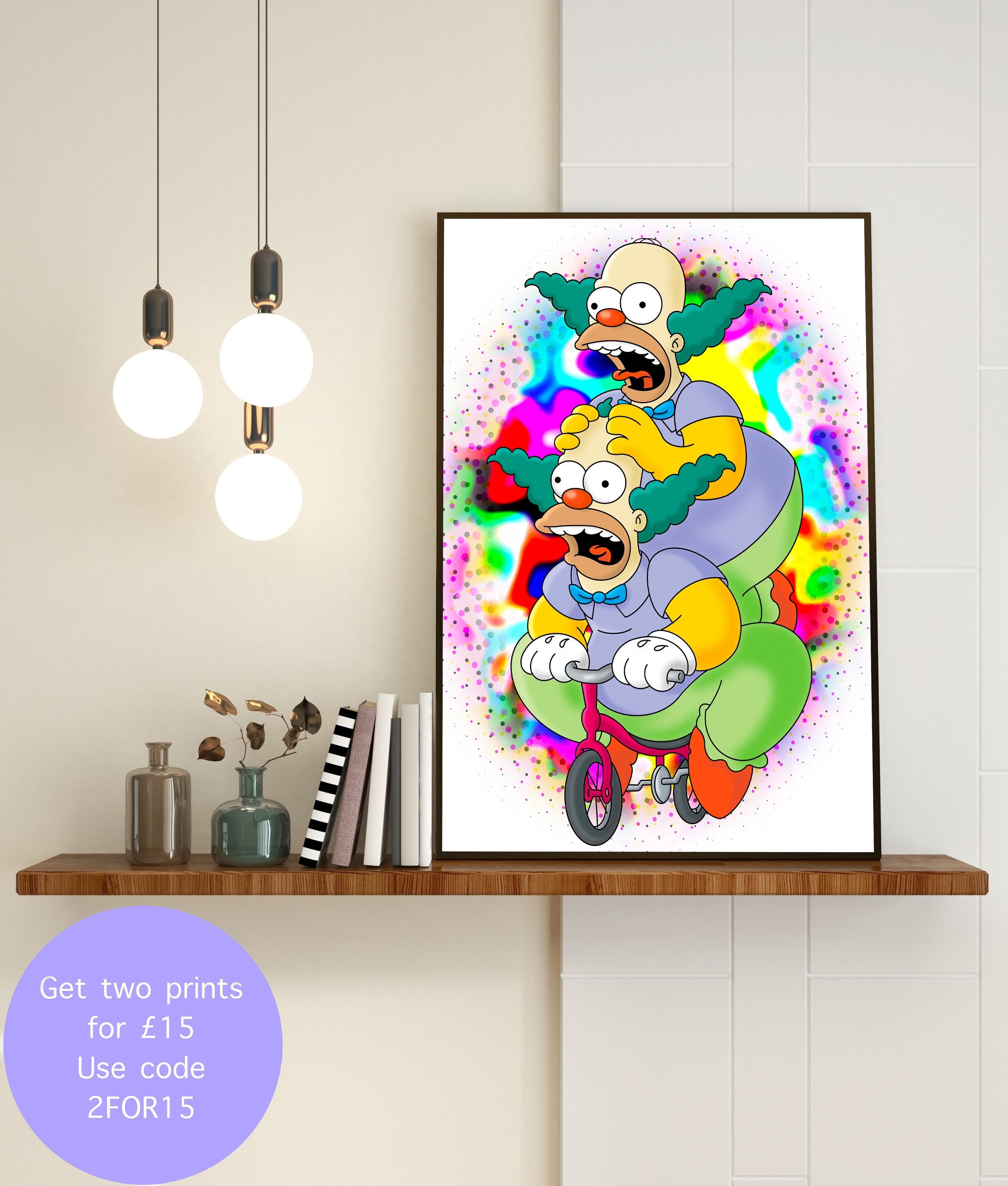 The Simpsons Krusty the Clown and Homer as a Clown Print A4 - Etsy