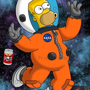 The Simpsons Homer Simpson in Space Art Print A4 - Etsy UK