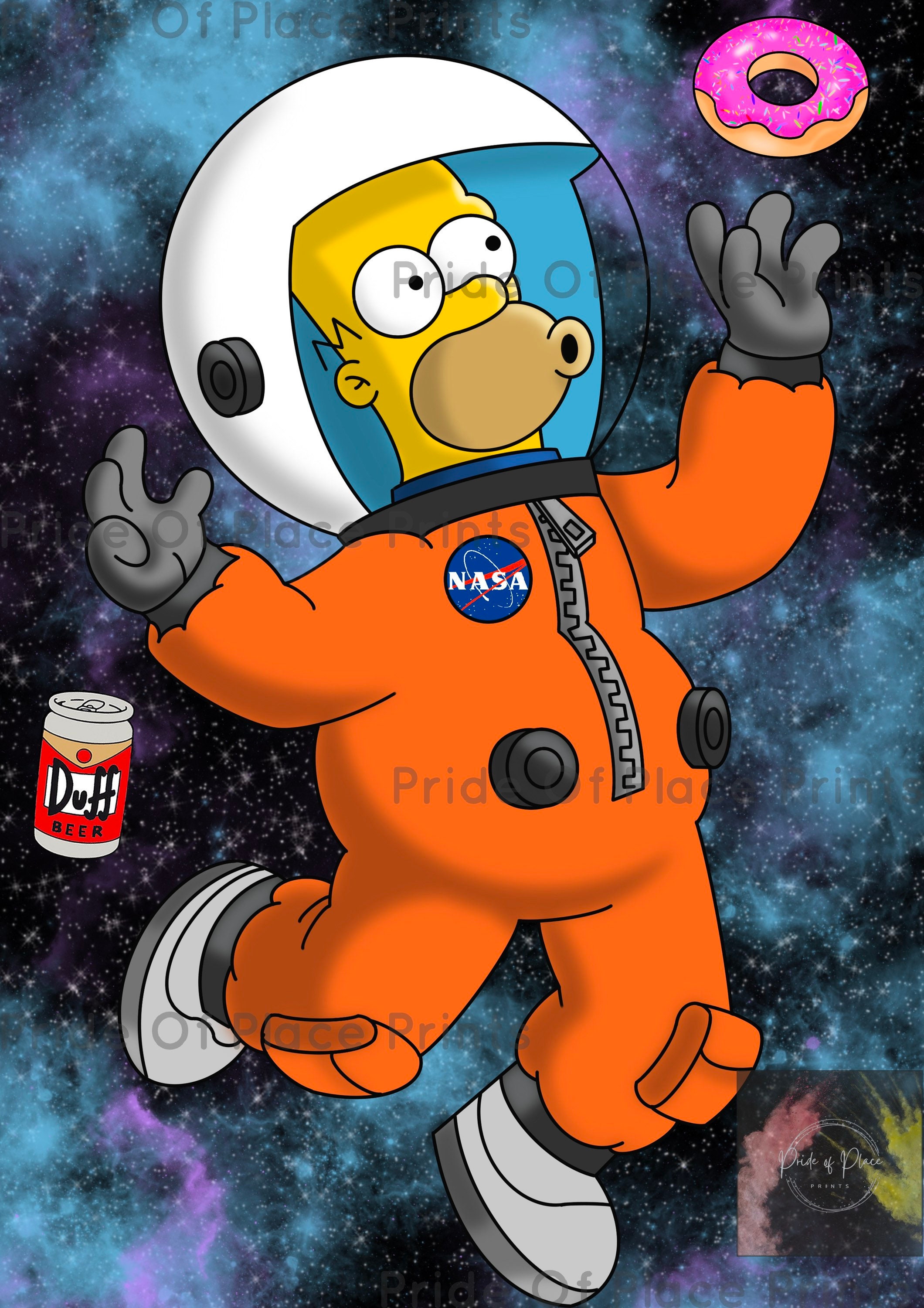 The Simpsons Homer Simpson in Space Art Print A4 - Etsy UK