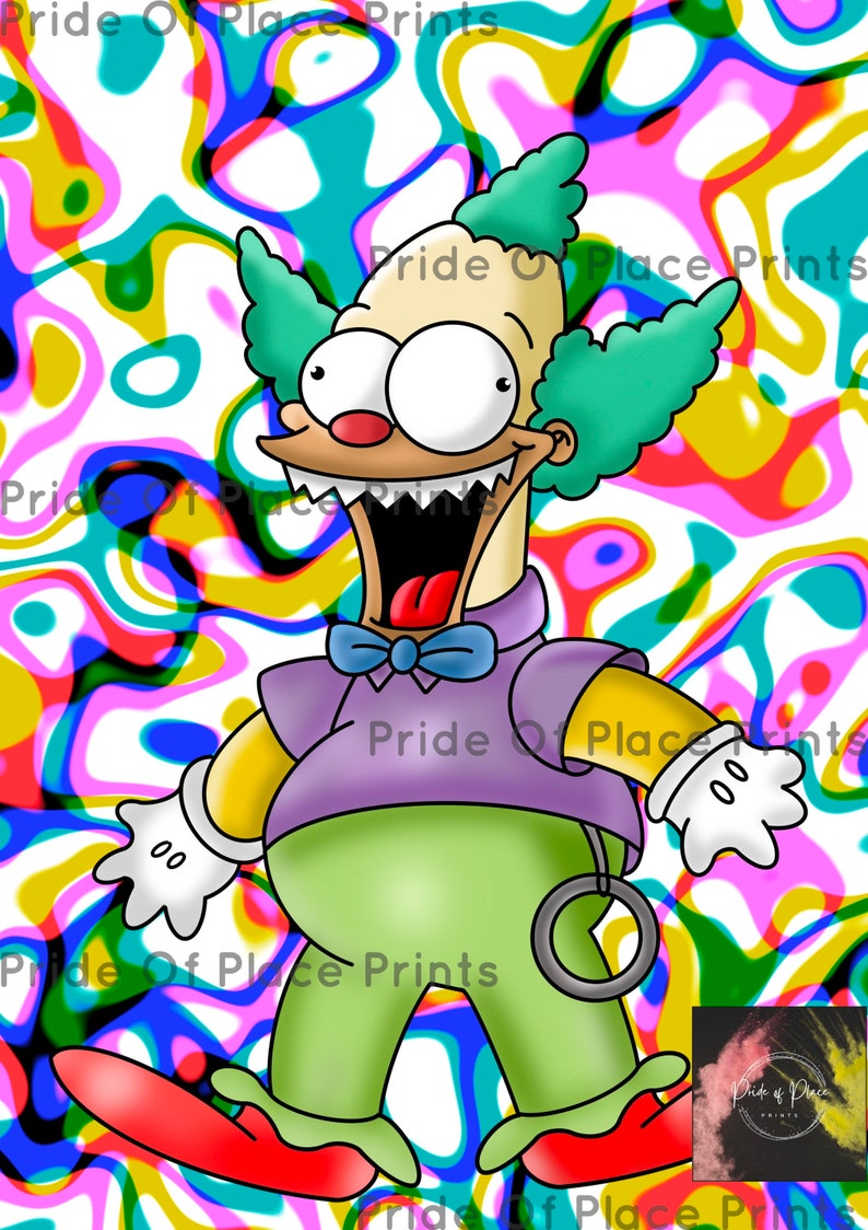The Simpsons Evil Krusty the Clown Doll Psychedelic Print A4 - Etsy