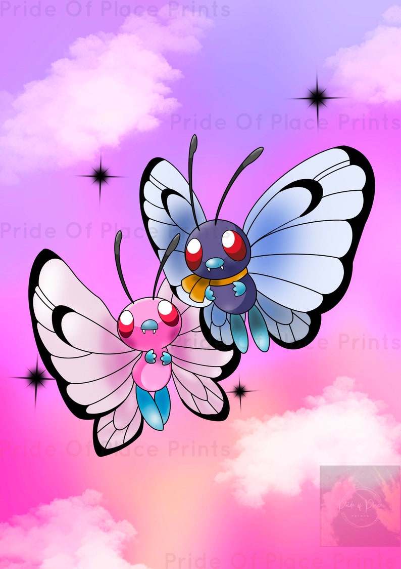 Butterfree in Love Pokemon Art Print A4 - Etsy