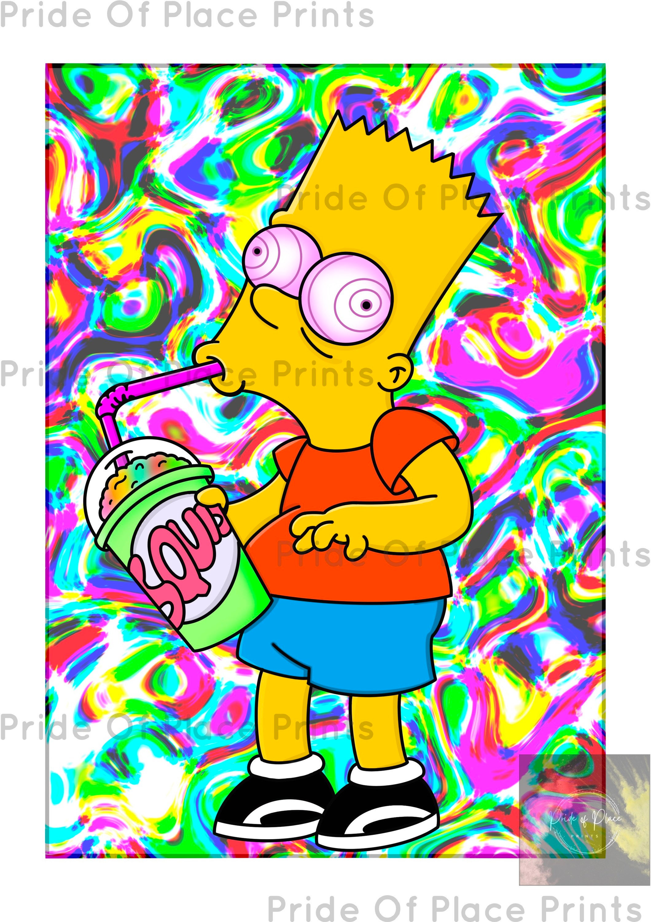 Bart Simpson Squishee Psychedelic Trip Print. A4 - Etsy UK