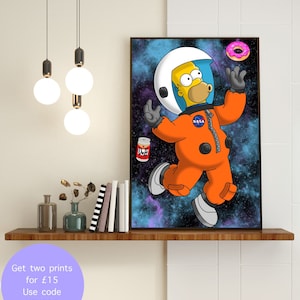 The Simpsons Homer Simpson in Space Art Print A4 - Etsy UK