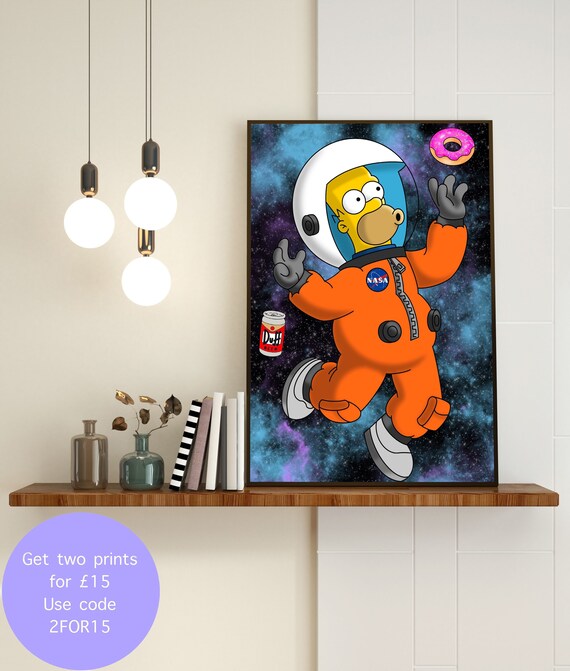 The Simpsons Homer Simpson in Space Art Print A4 | Etsy UK