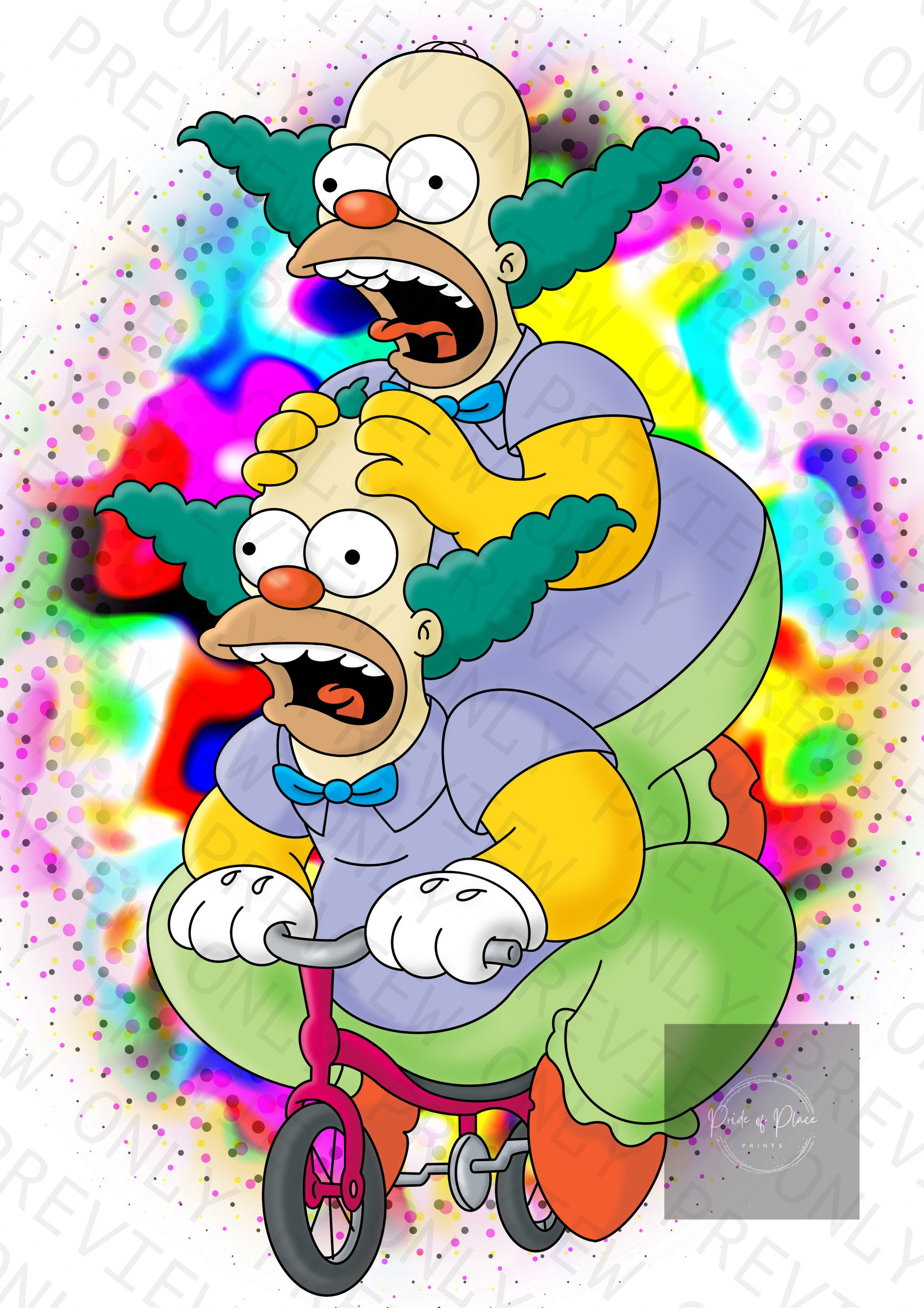 The Simpsons Krusty the Clown and Homer as a Clown Print A4 - Etsy