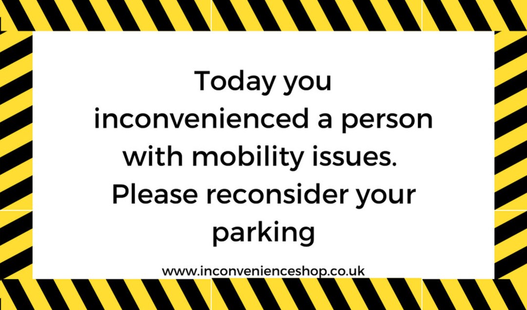 Inconvenience Card Mobility Parking Cards, Prank, - Etsy