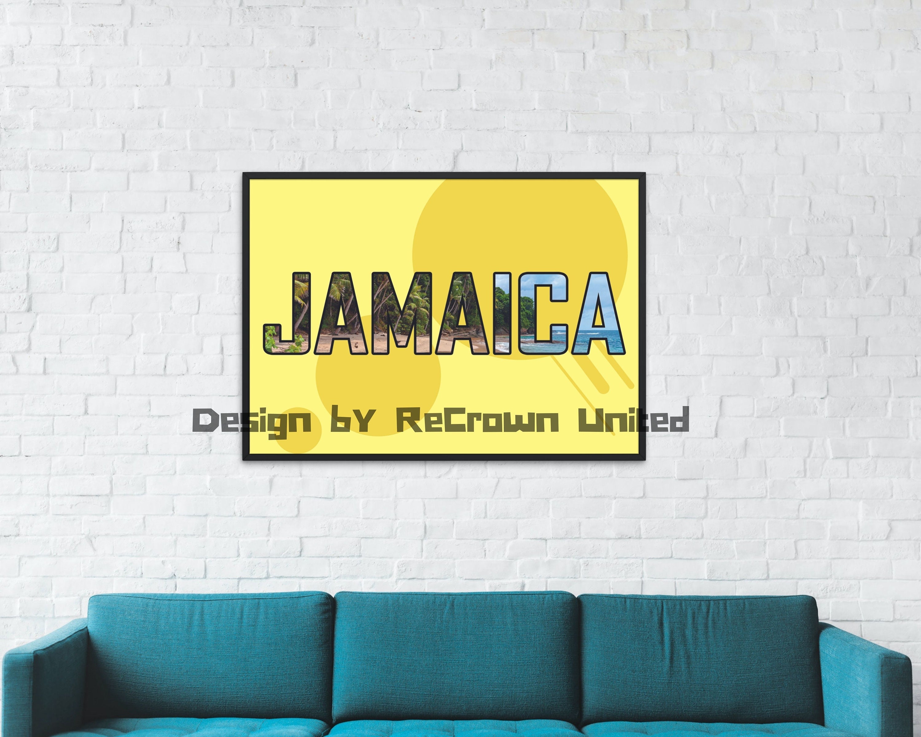 Jamaica Printable Text Frame, Jamaica Wall Art, Modern Abstract Wall ...