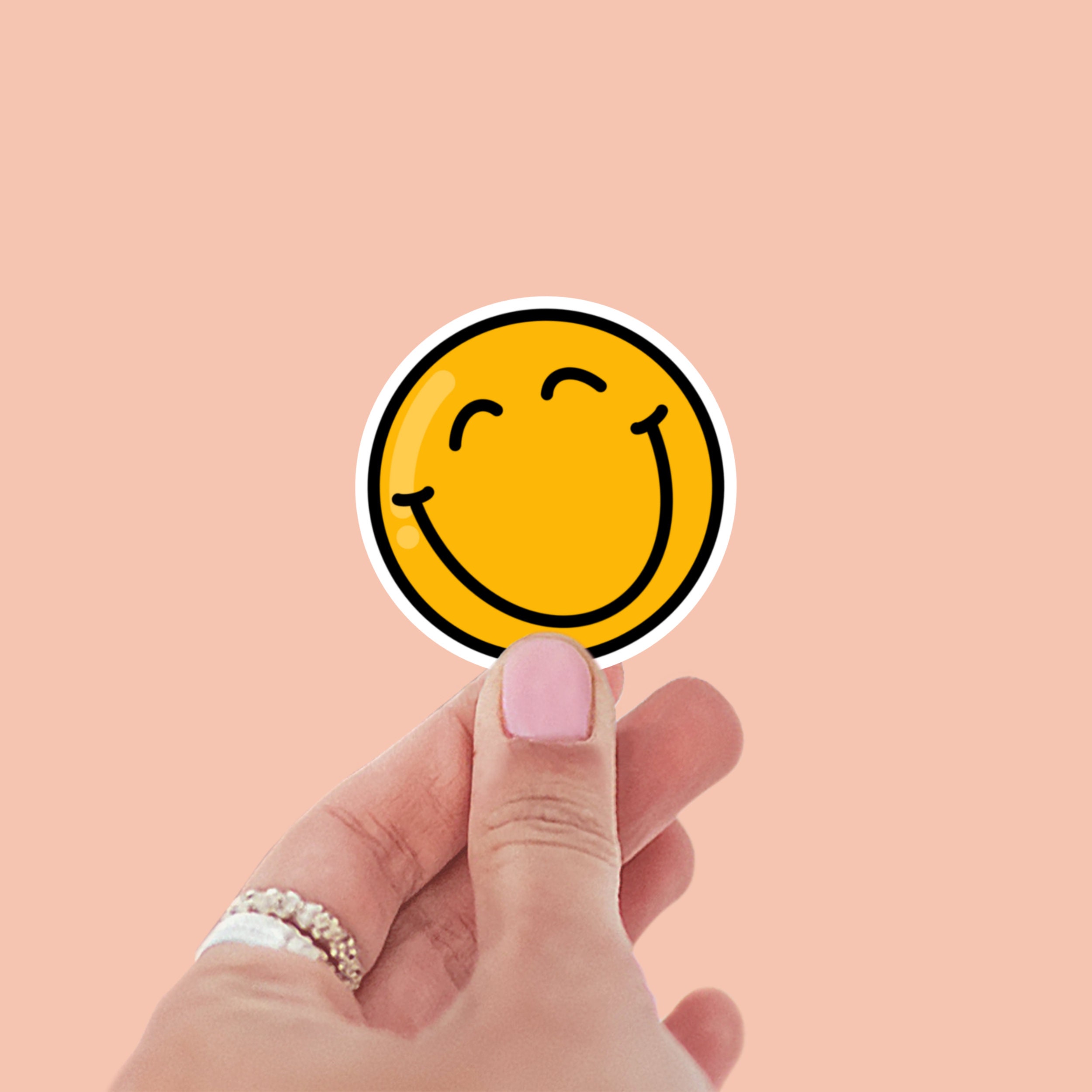 Happy Face Sticker Waterproof Permanent Sticker Smiley Face - Etsy