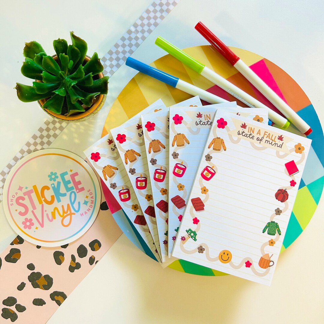Fall Style Notepad, in a Fall State of Mind, Cute Fall Drawings ...
