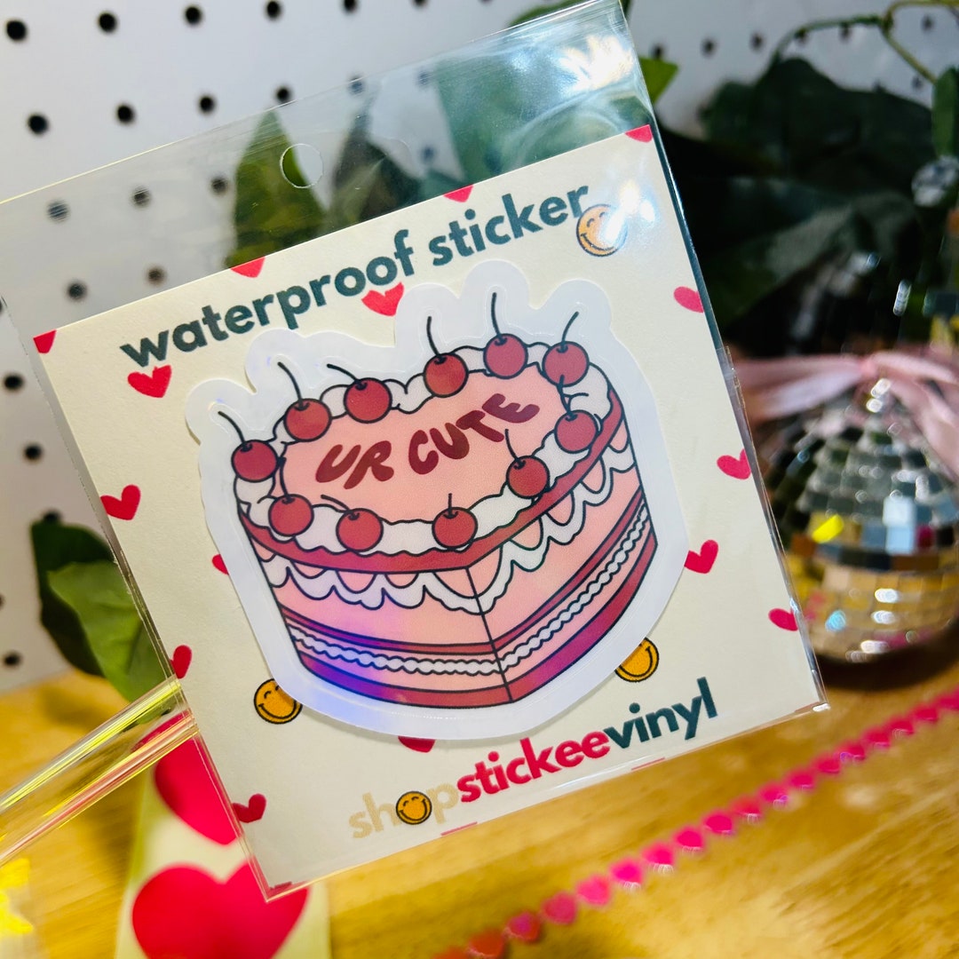Ur Cute Cake Sticker, Waterproof Permanent Sticker, Retro Cake Sticker ...