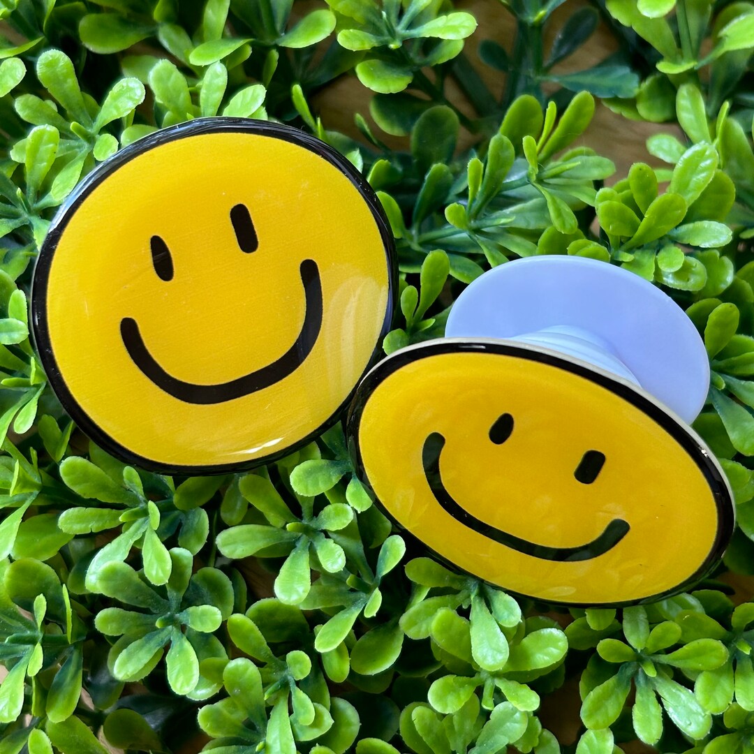 Happy Face Phone Grip, Smiley Cell Phone Popsocket, Smiling Face Mobile ...