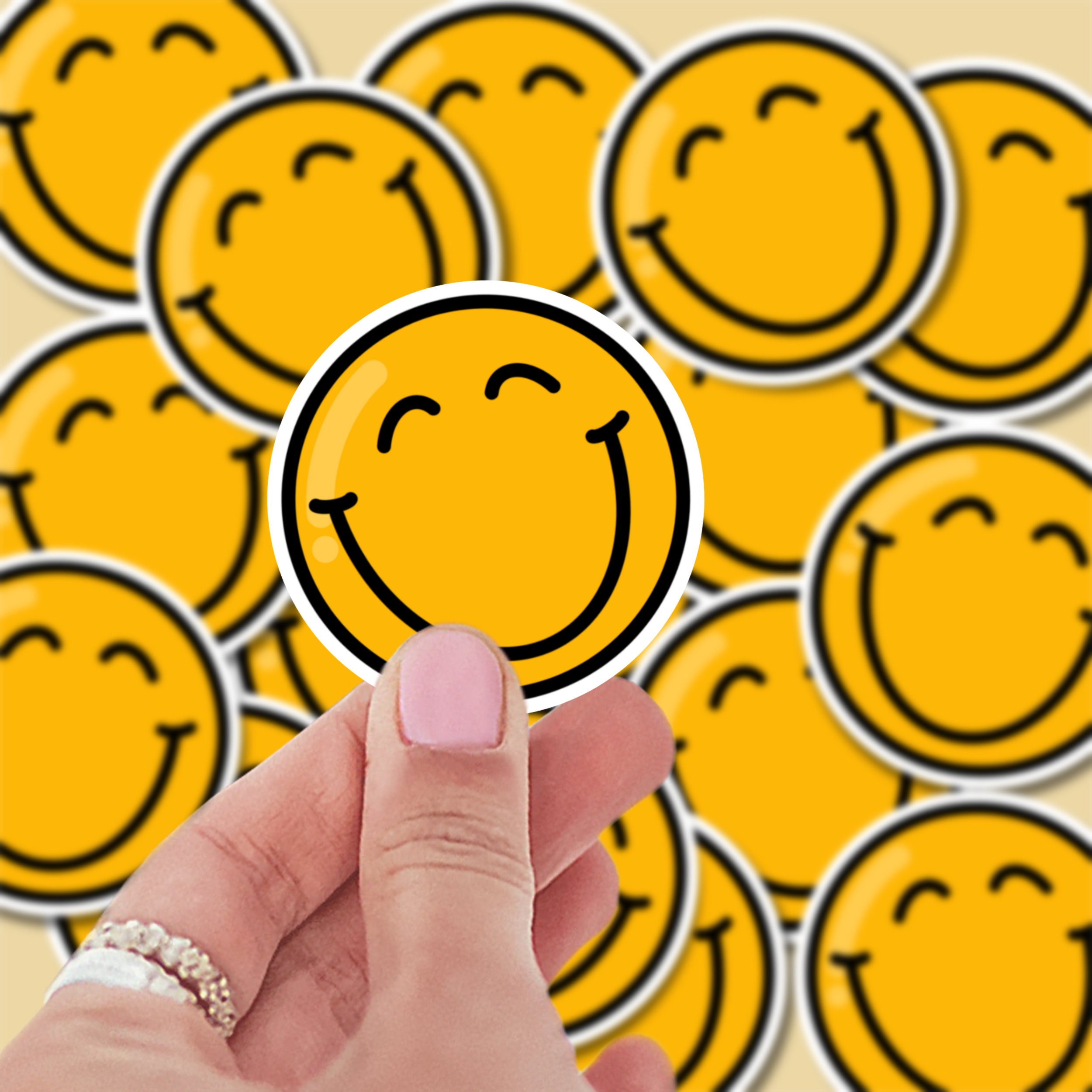 Happy Face Sticker Waterproof Permanent Sticker Smiley Face - Etsy