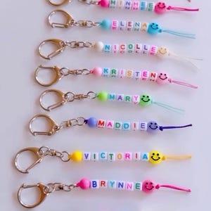 Personalized Beaded Keychain, Colorful Keychain for Bags, Square Bead ...