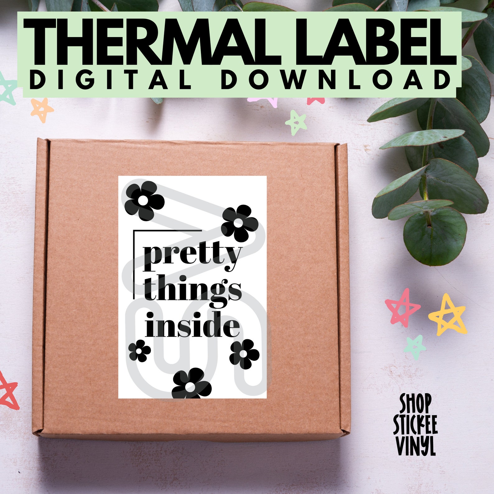 Thermal Label Digital Download, 4x6" PNG Label, Pretty Things Inside ...