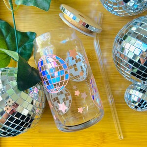 Disco Glass Cup, Groovy 70s Glass Can Cup, Disco Ball Beer Glass ...