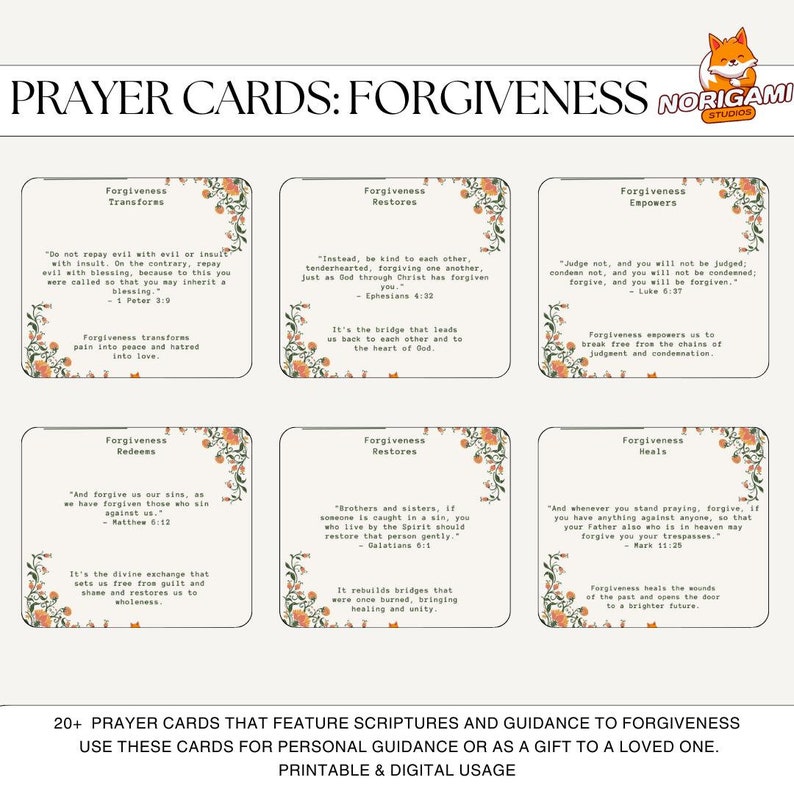 20 Encouraging Bible Verses | Forgiveness | Digital Download Printable ...