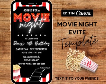 Movie Night Text Invite - Etsy