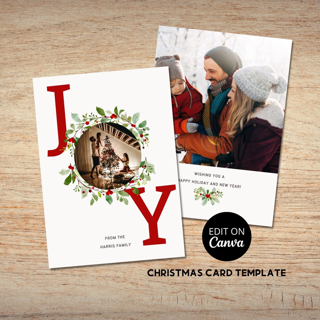 Christmas Card Template, Double Sided Christmas Card, Christmas Card ...