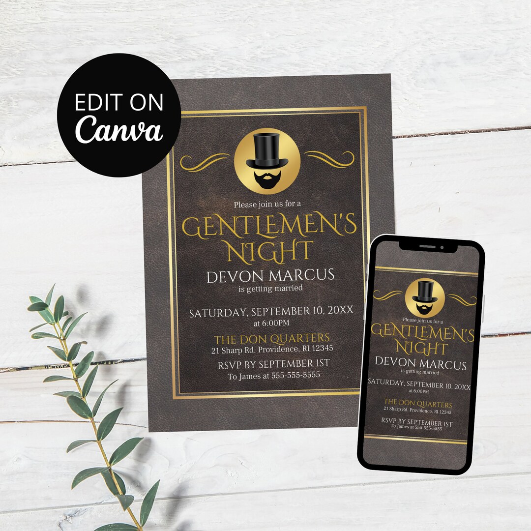 Bachelor Party Invitation, Gentlemen's Night Invite, Guys Night ...