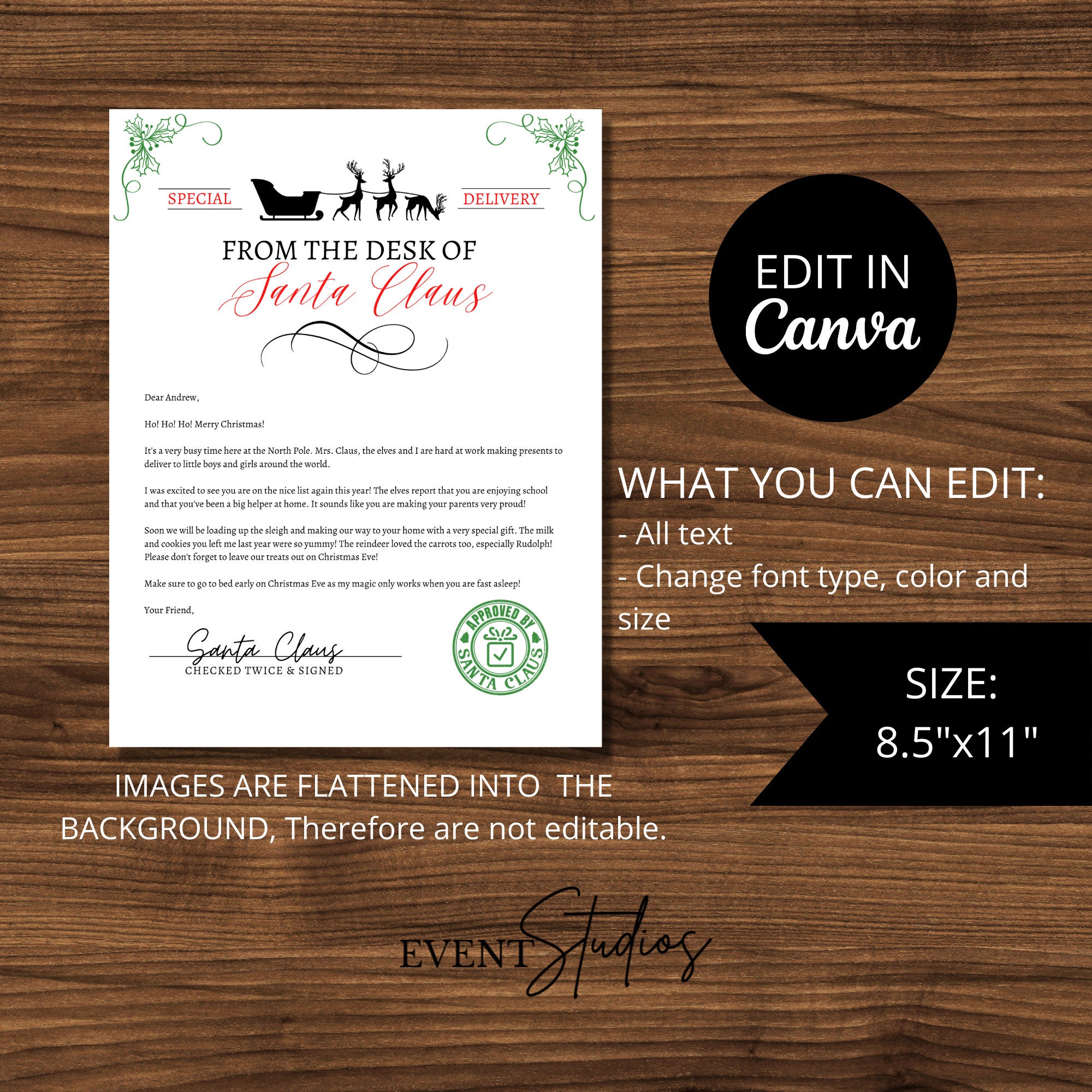 Editable Santa Letter, Letter From Santa Template, Christmas Letter ...