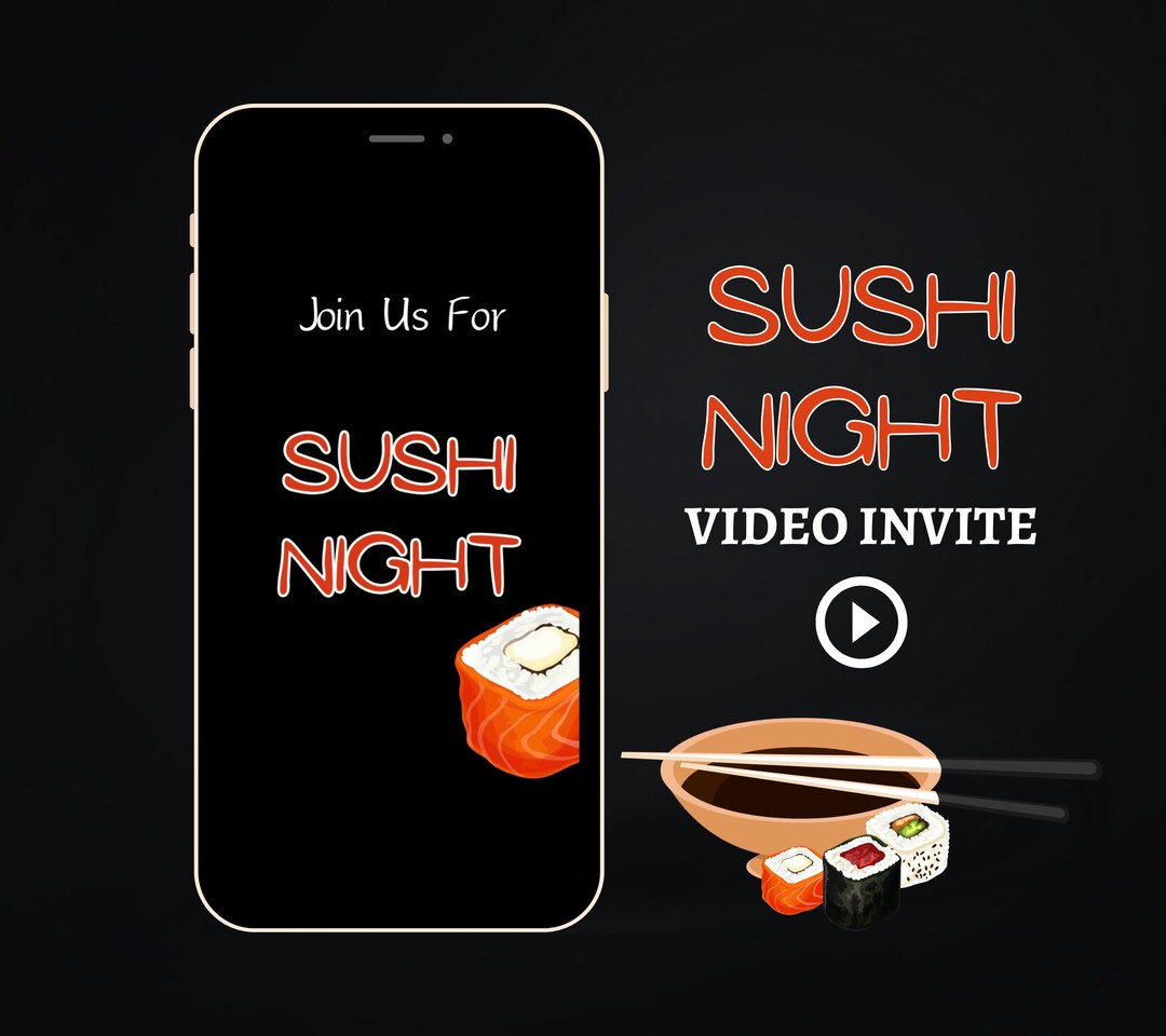 Sushi Night Video Invitation Sushi Birthday Dinner Invite - Etsy