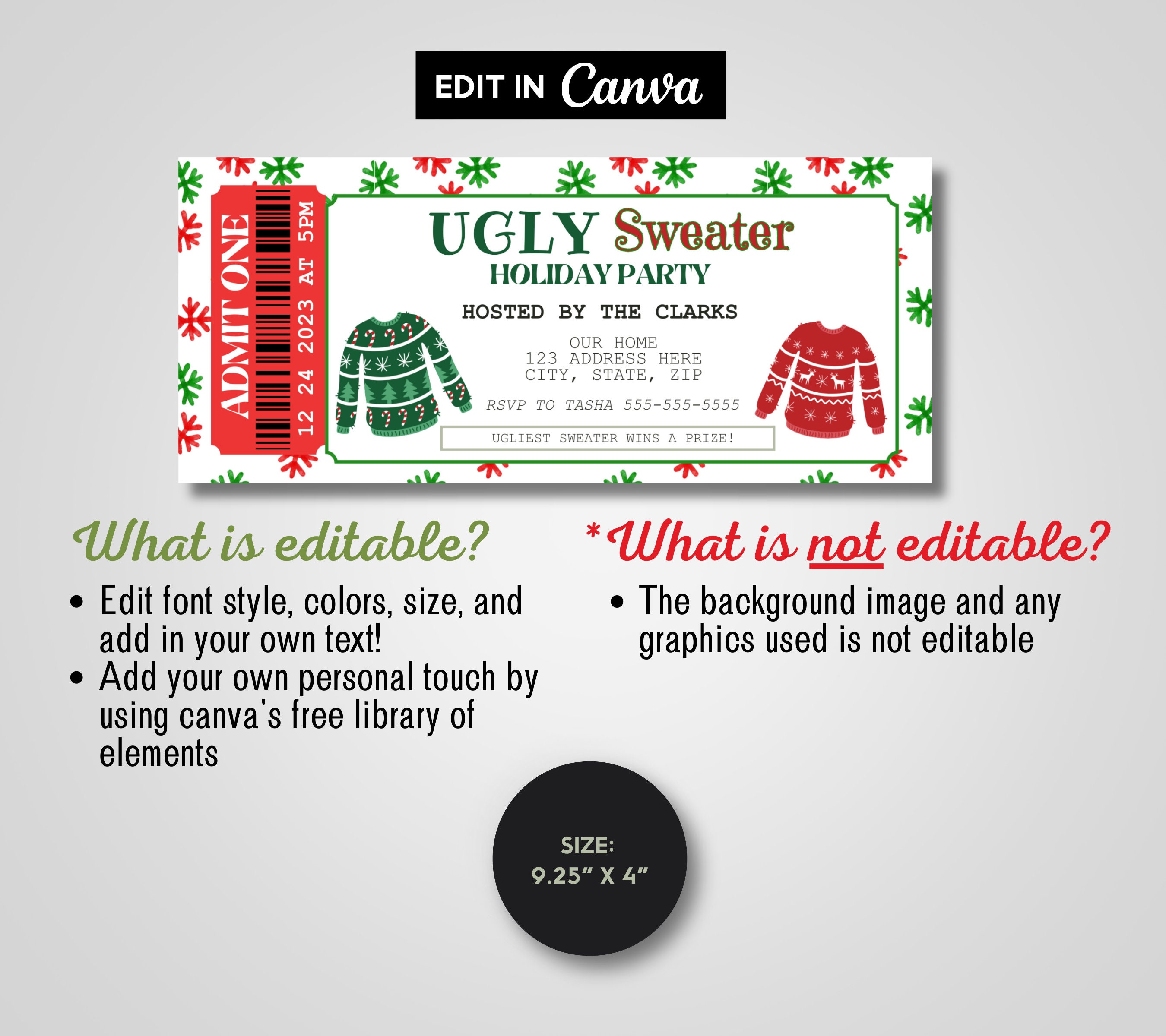 Editable Ugly Sweater Party Invitation, Christmas Party Invite, Eat ...