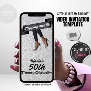 Stepping Into 50 Video Invitation, 50th Birthday Invite, ANY AGE ...