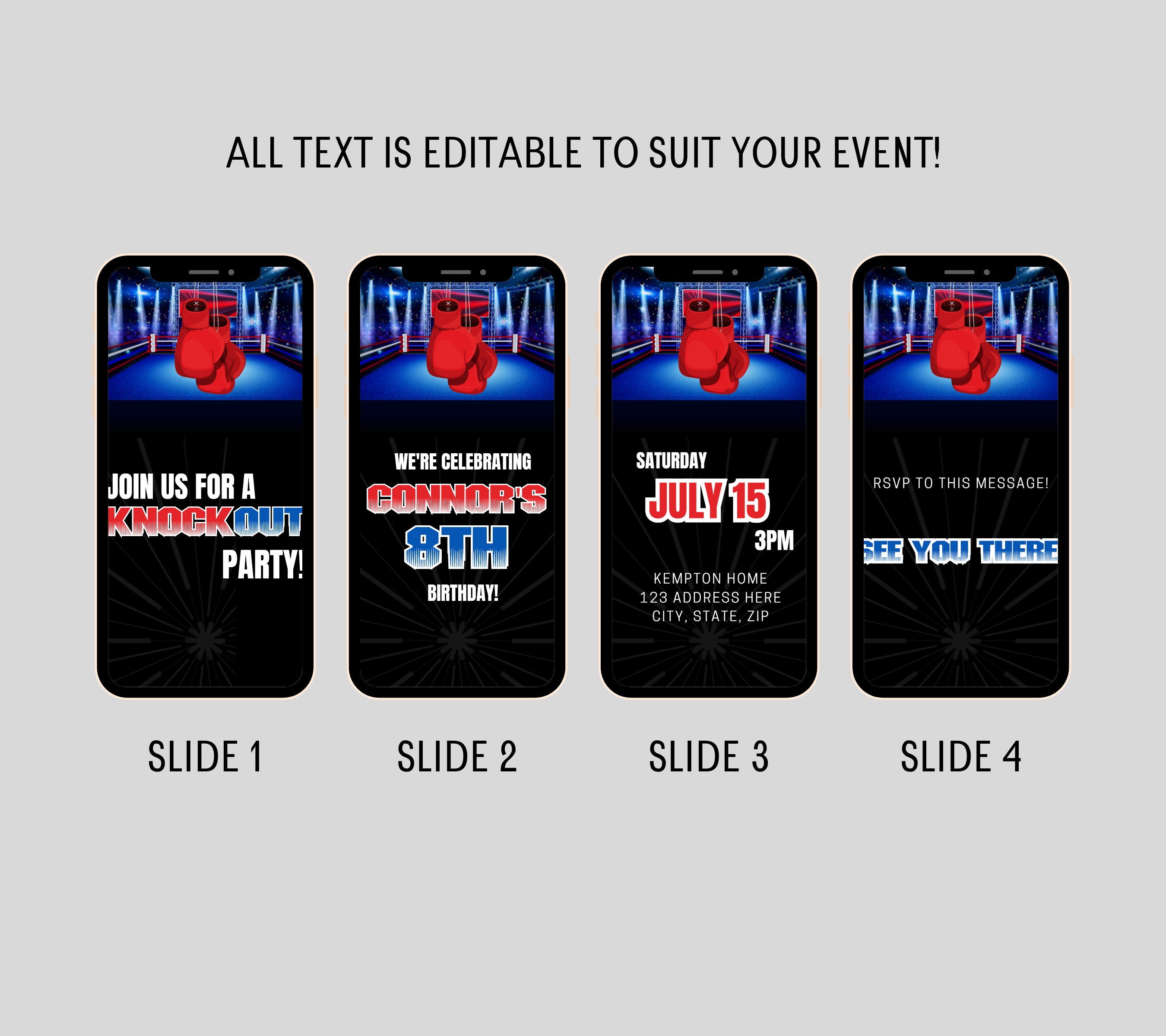 Boxing Themed Birthday Invitation Video Knockout Party - Etsy