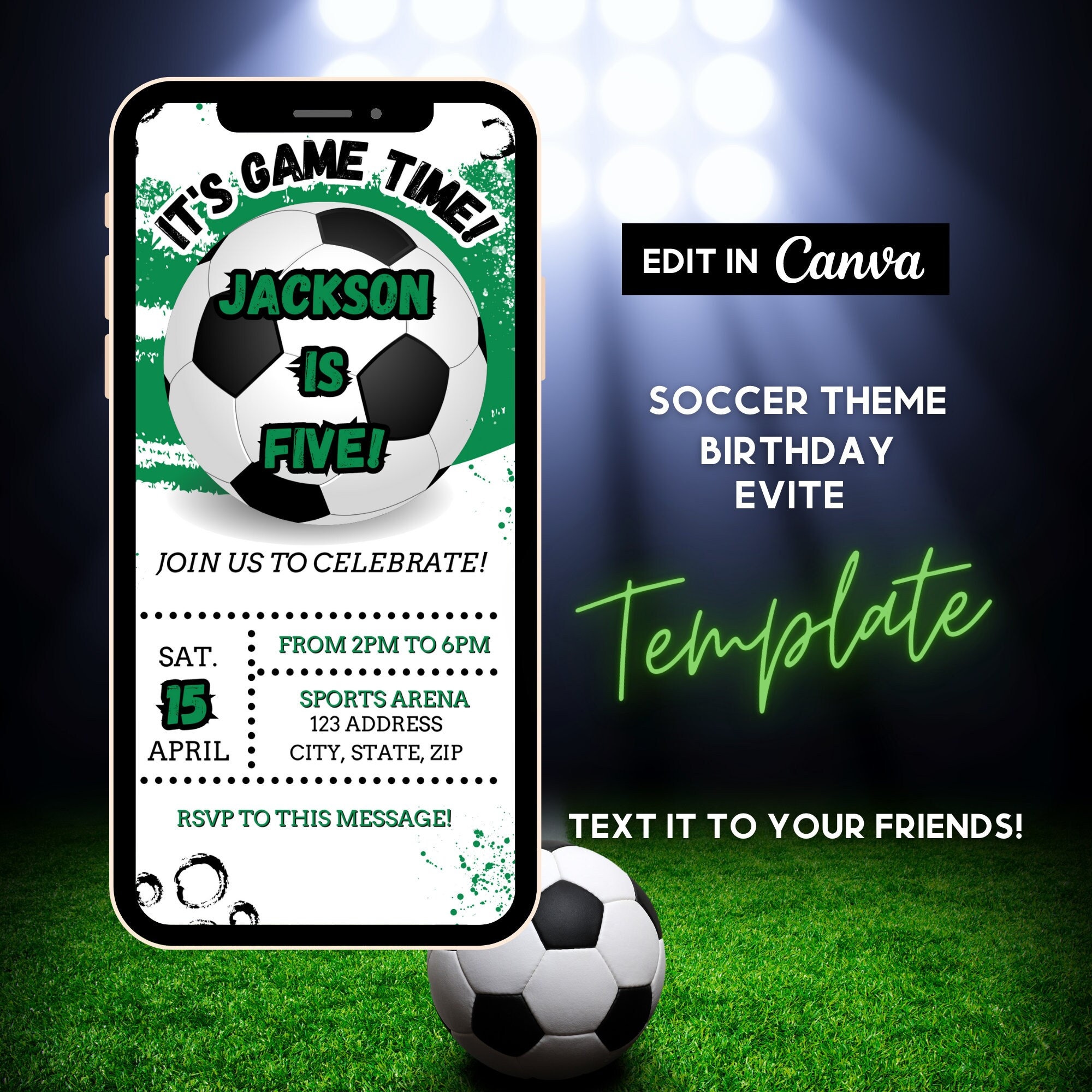 Soccer Evite, Soccer Theme Birthday, Soccer Party, Soccer Invitation ...