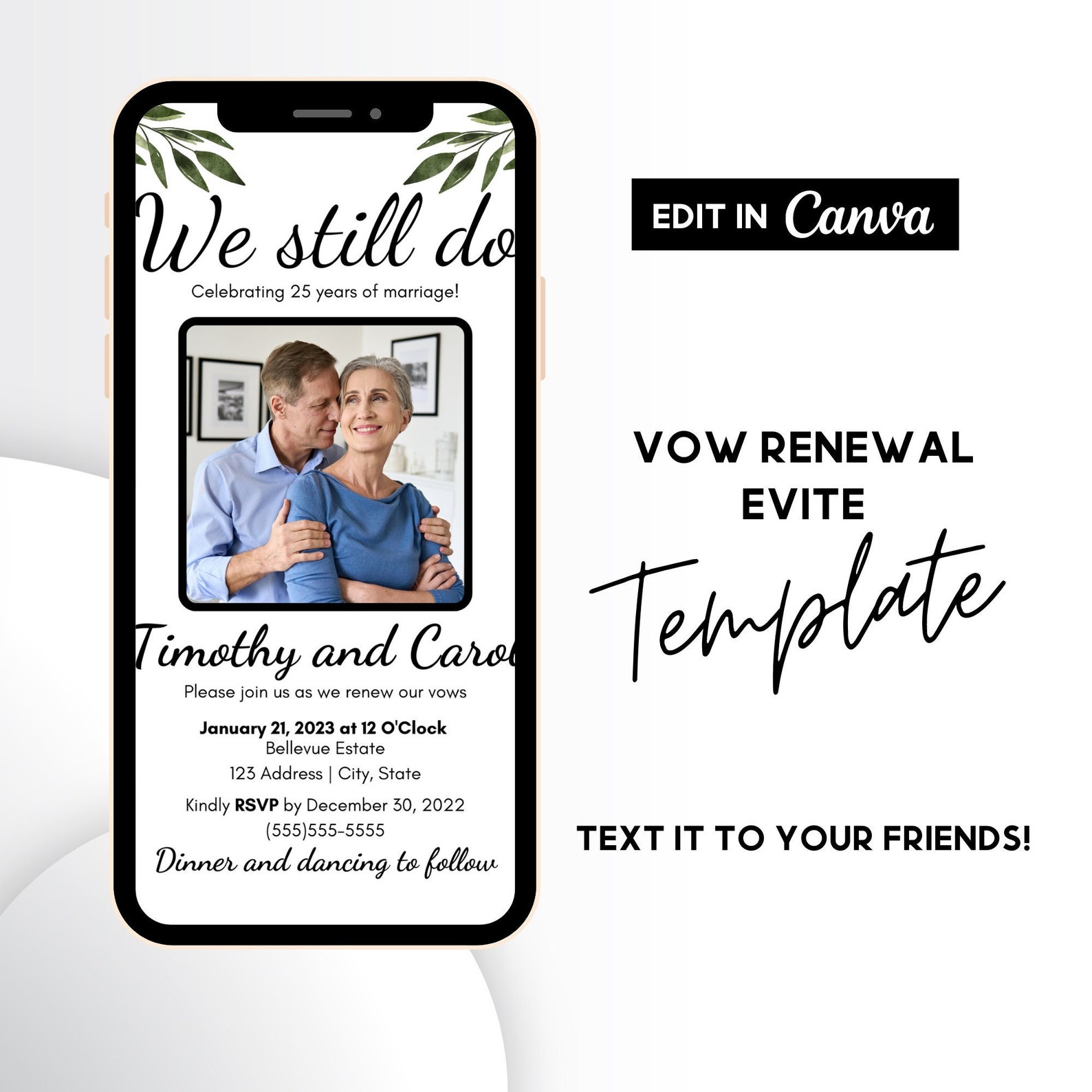 Editable Vow Renewal Evite, We Still Do Evite, Anniversary Invite, 25 ...