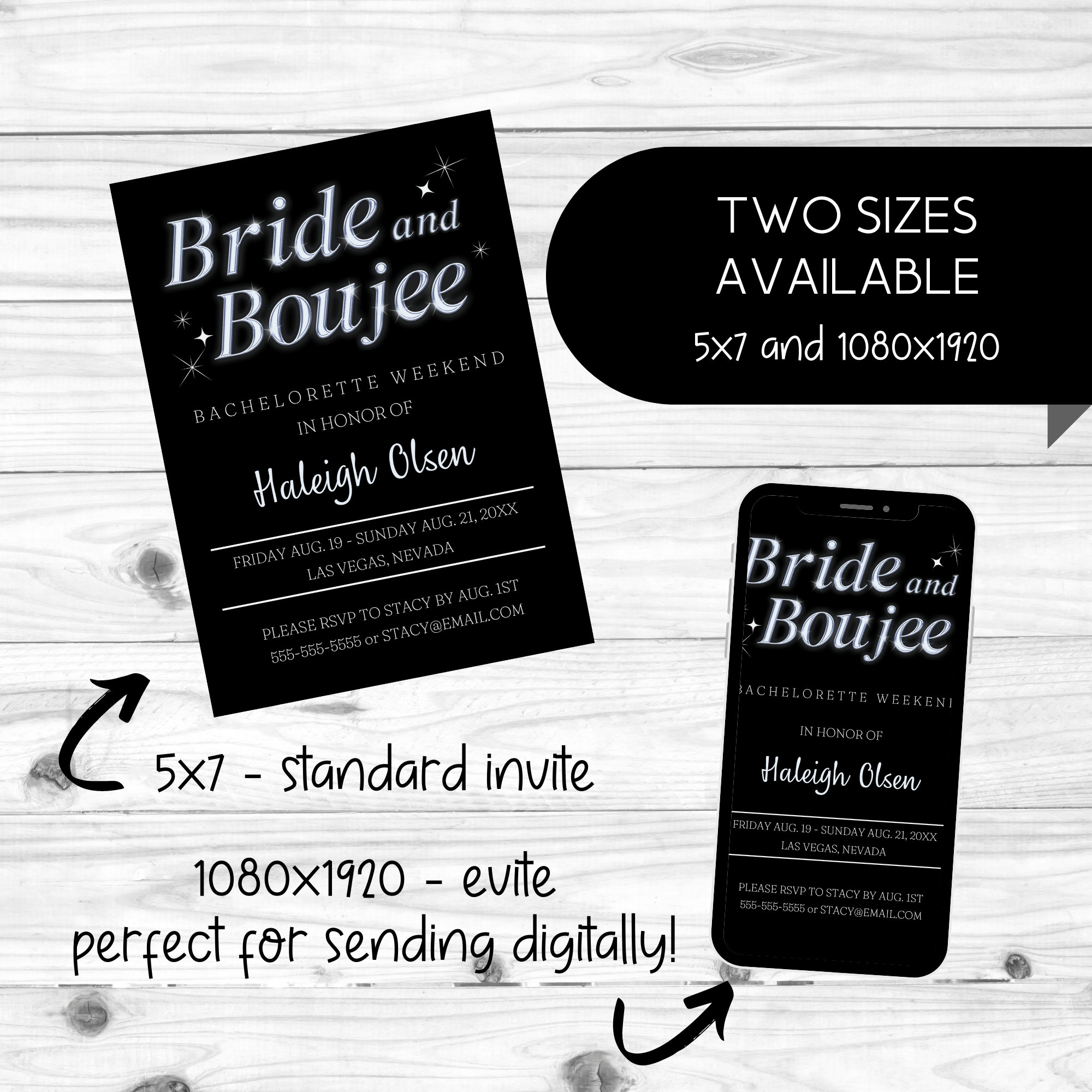 Bride and Boujee Bachelorette Invitation Template, Bachelorette Weekend ...