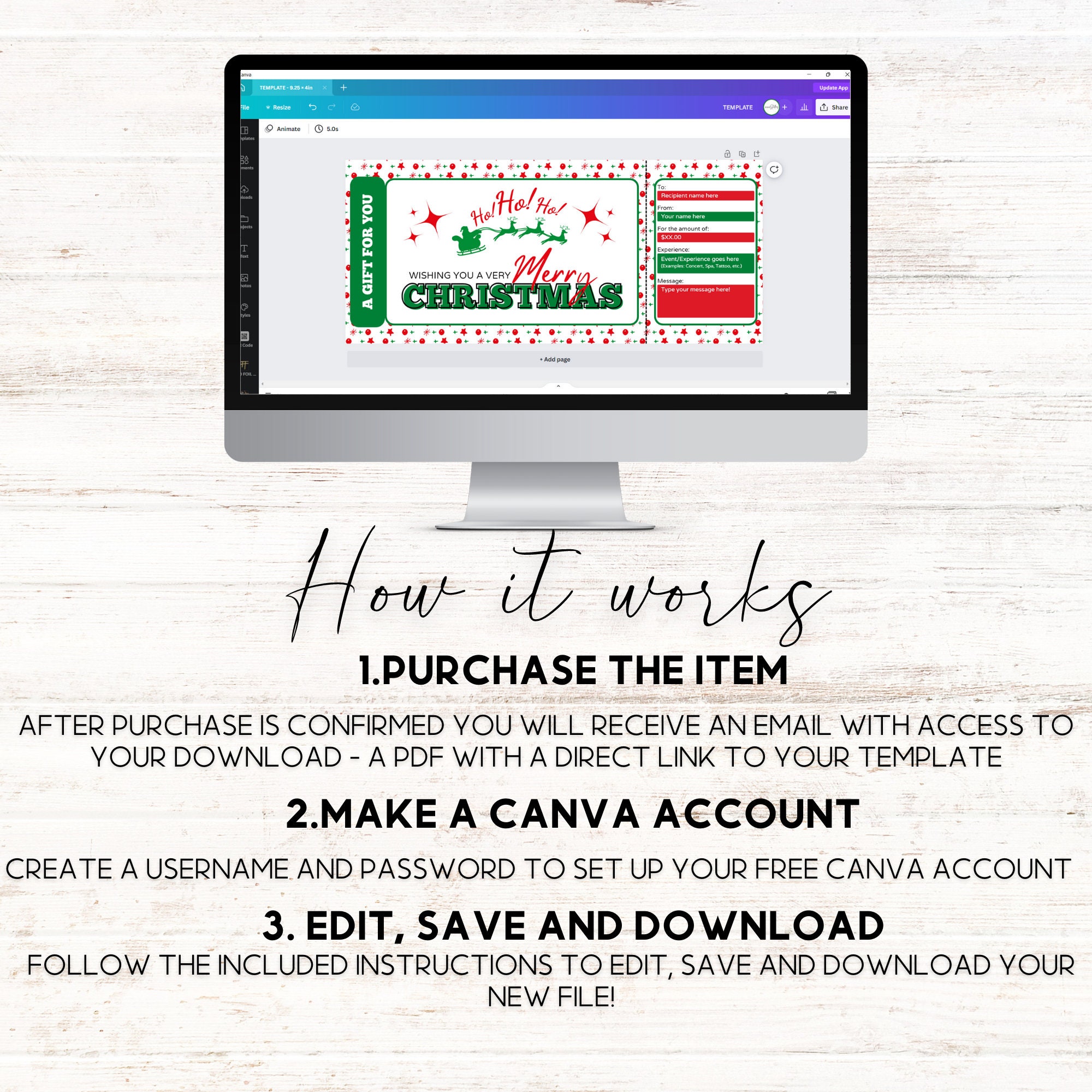 Printable Christmas Gift Certificate, Editable Gift Certificate ...