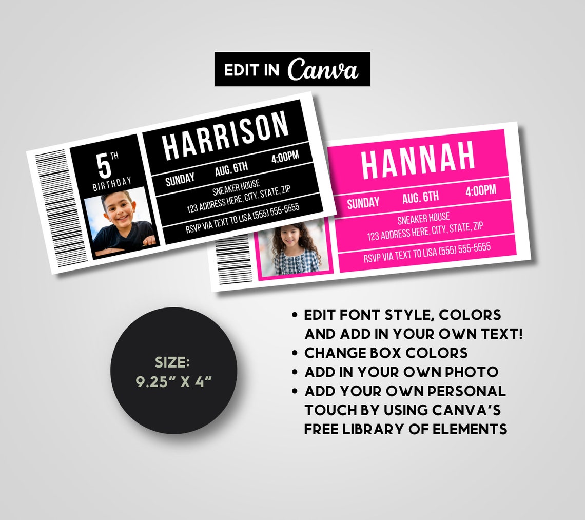 Editable Sneaker Label Invite, Sneaker Theme Birthday, Show Box Label ...