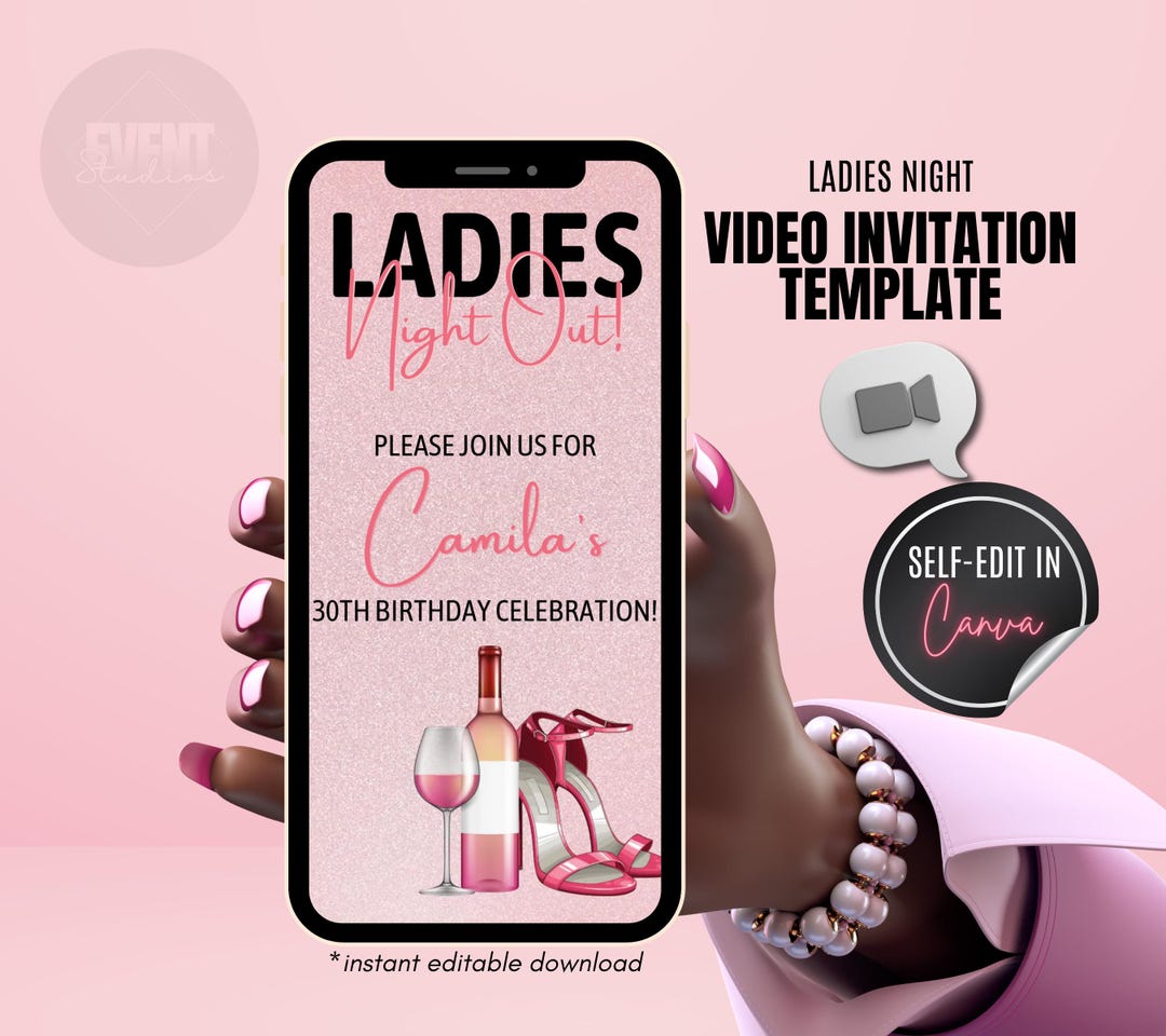 Ladies Night Video Invite, Girls Night Invitation, Birthday Party ...