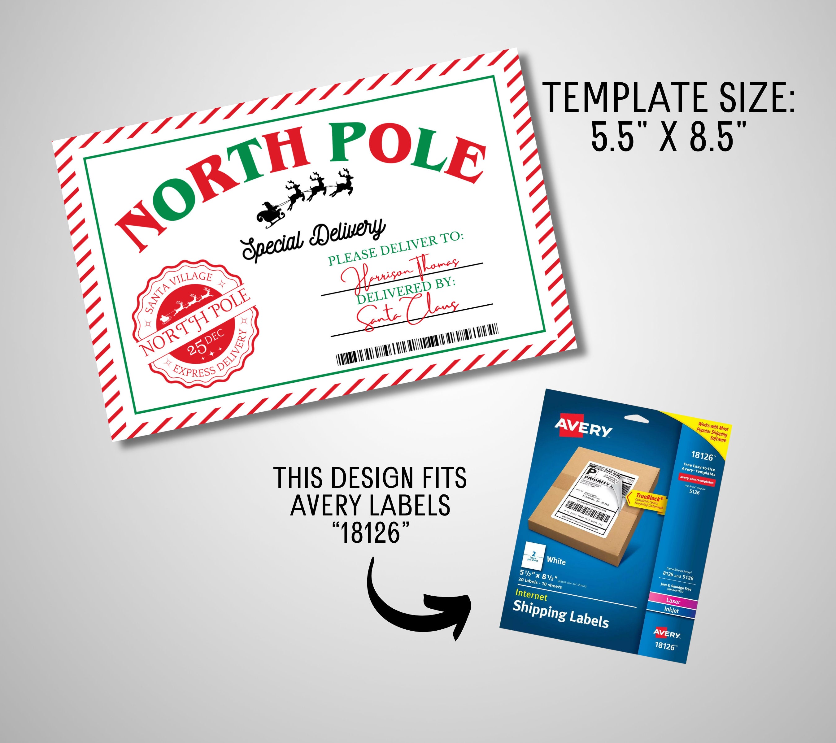 Santa Mail Shipping Label, Editable North Pole Shipping Label, Santa ...