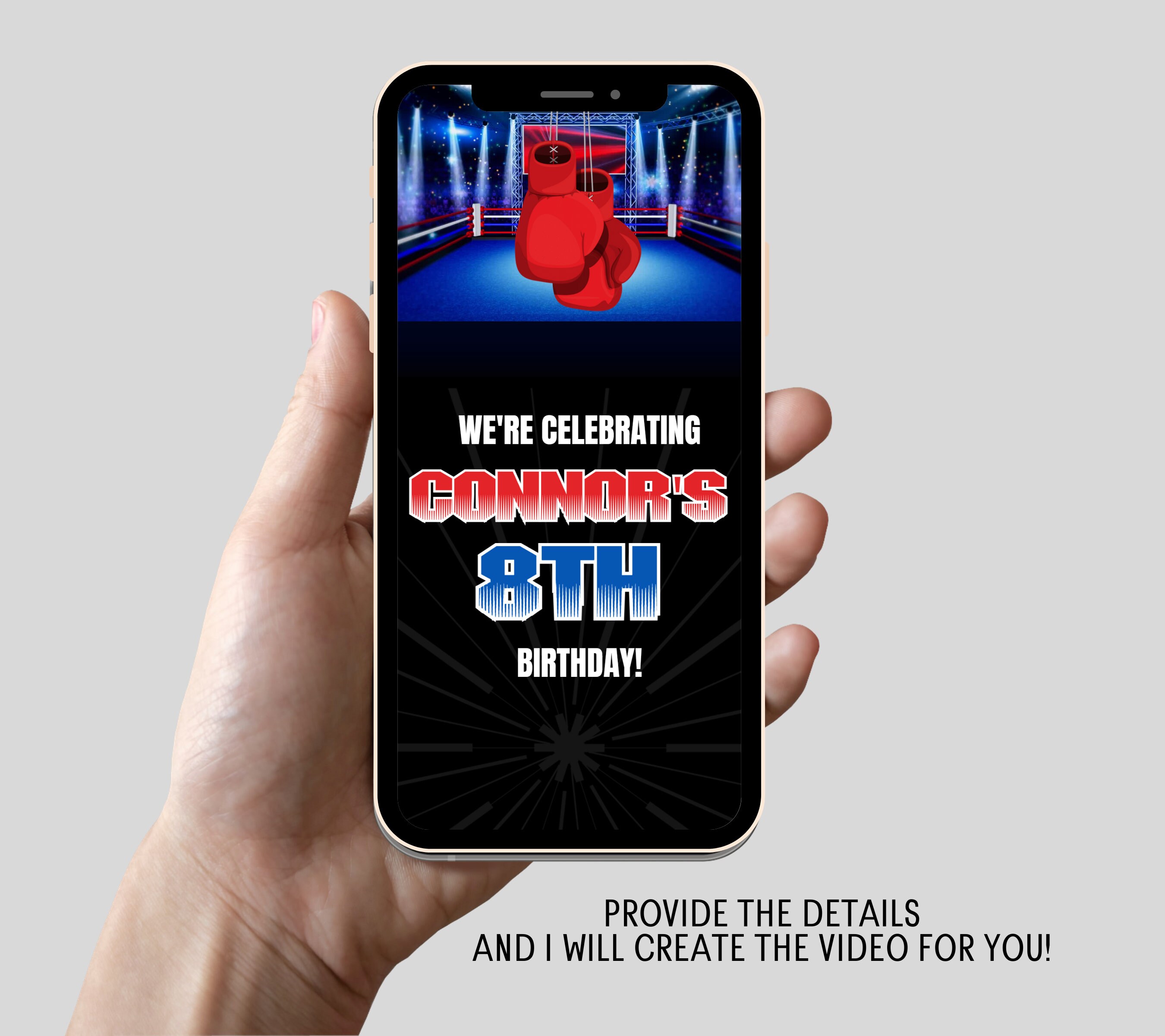 Boxing Themed Birthday Invitation Video Knockout Party - Etsy