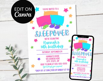 Sleep-under Birthday Thank You Tag, Slumber Party, Digital File ...