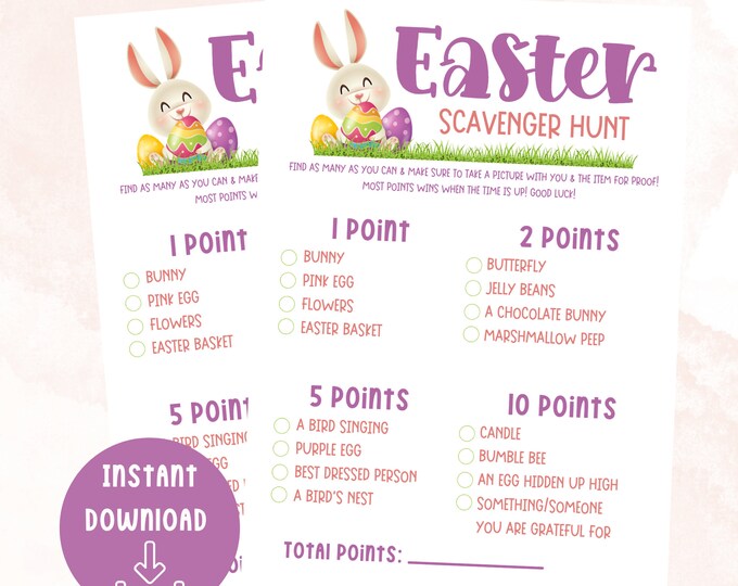 Easter Scavenger Hunt Game, Easter Challenge, Printable Easter Activity ...