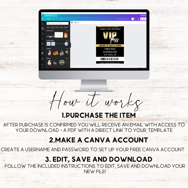 Gold VIP Pass Party Invitation VIP Insert for Lanyard VIP - Etsy