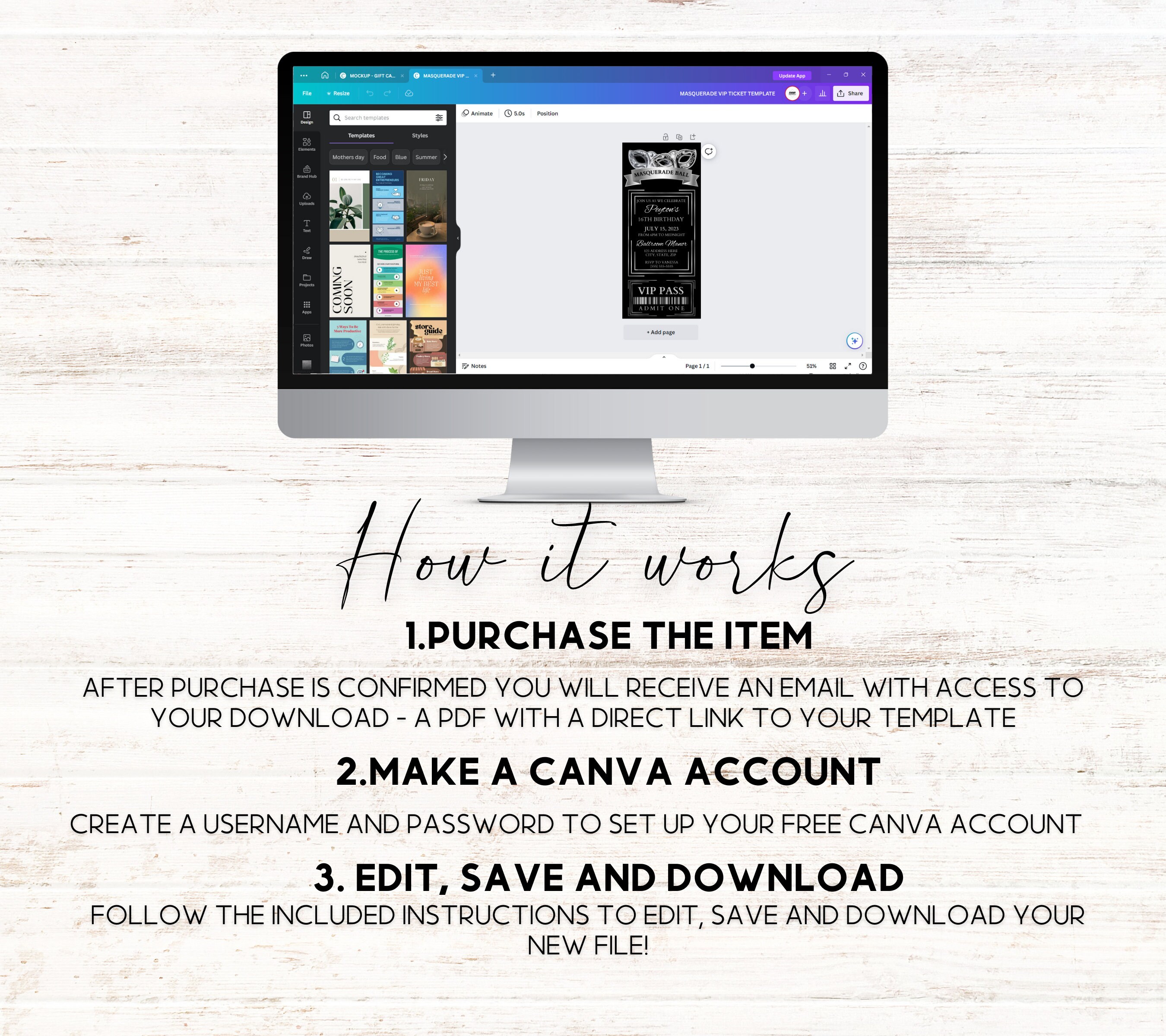 Editable Masquerade Ball Invitation, Masquerade VIP Ticket, Event ...