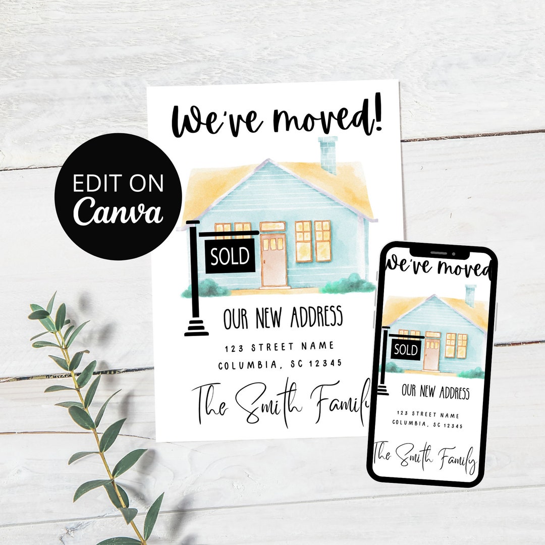 Moving Announcement Card Template, Address Change, We've Moved, New ...