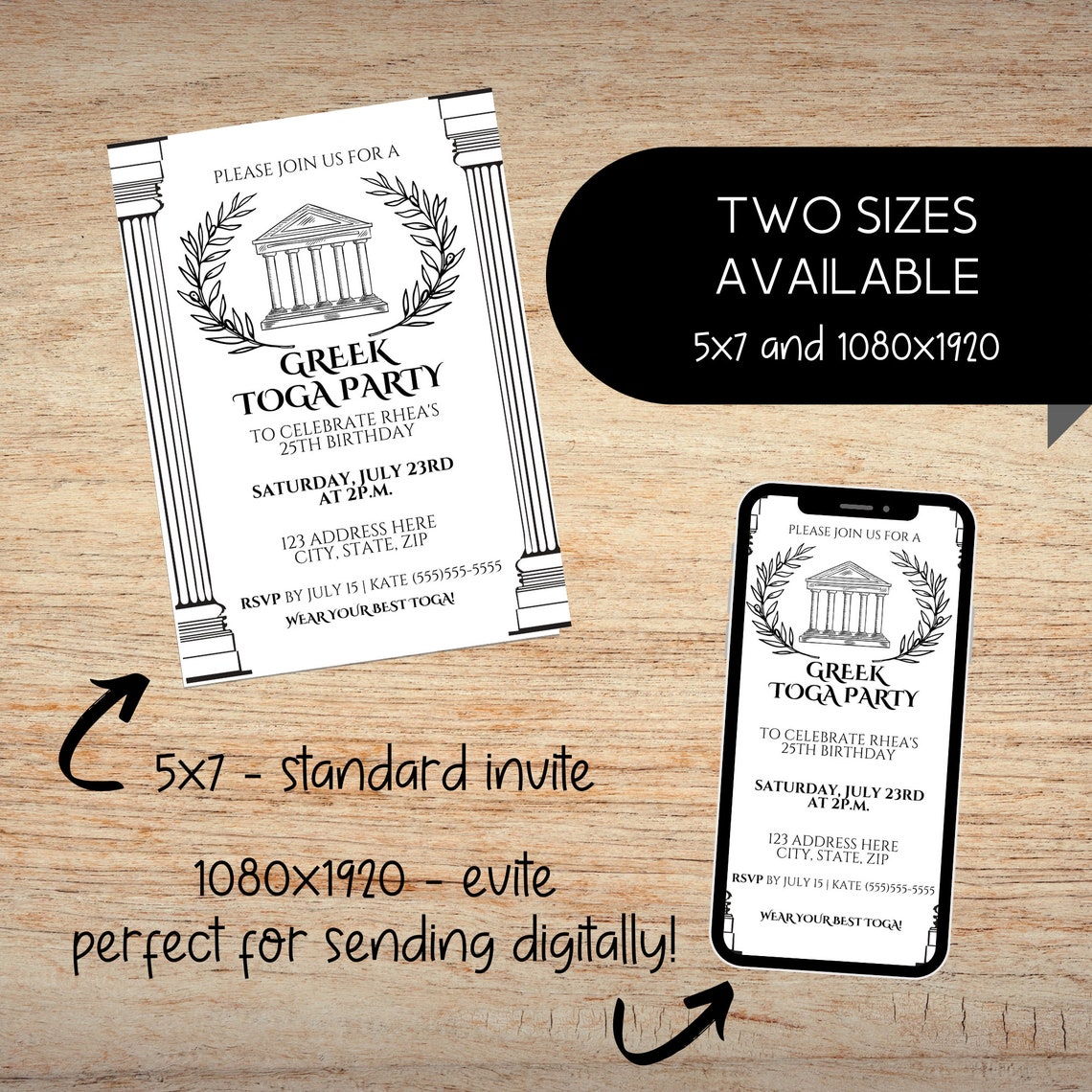 Editable Greek Toga Party Invitation Toga Costume Party - Etsy