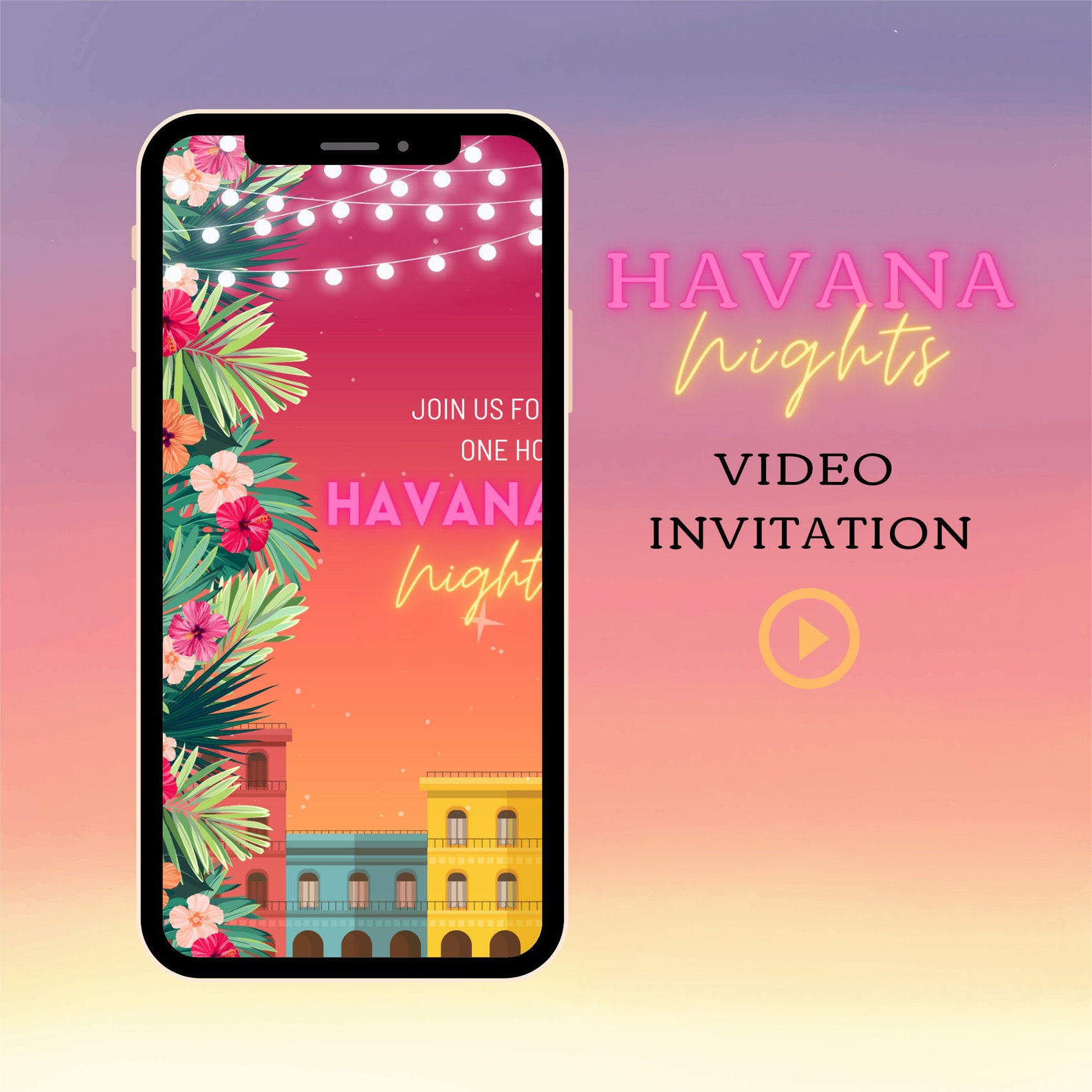 Havana Night Invitation, Video Invitation, Birthday Invitation, ANY AGE ...