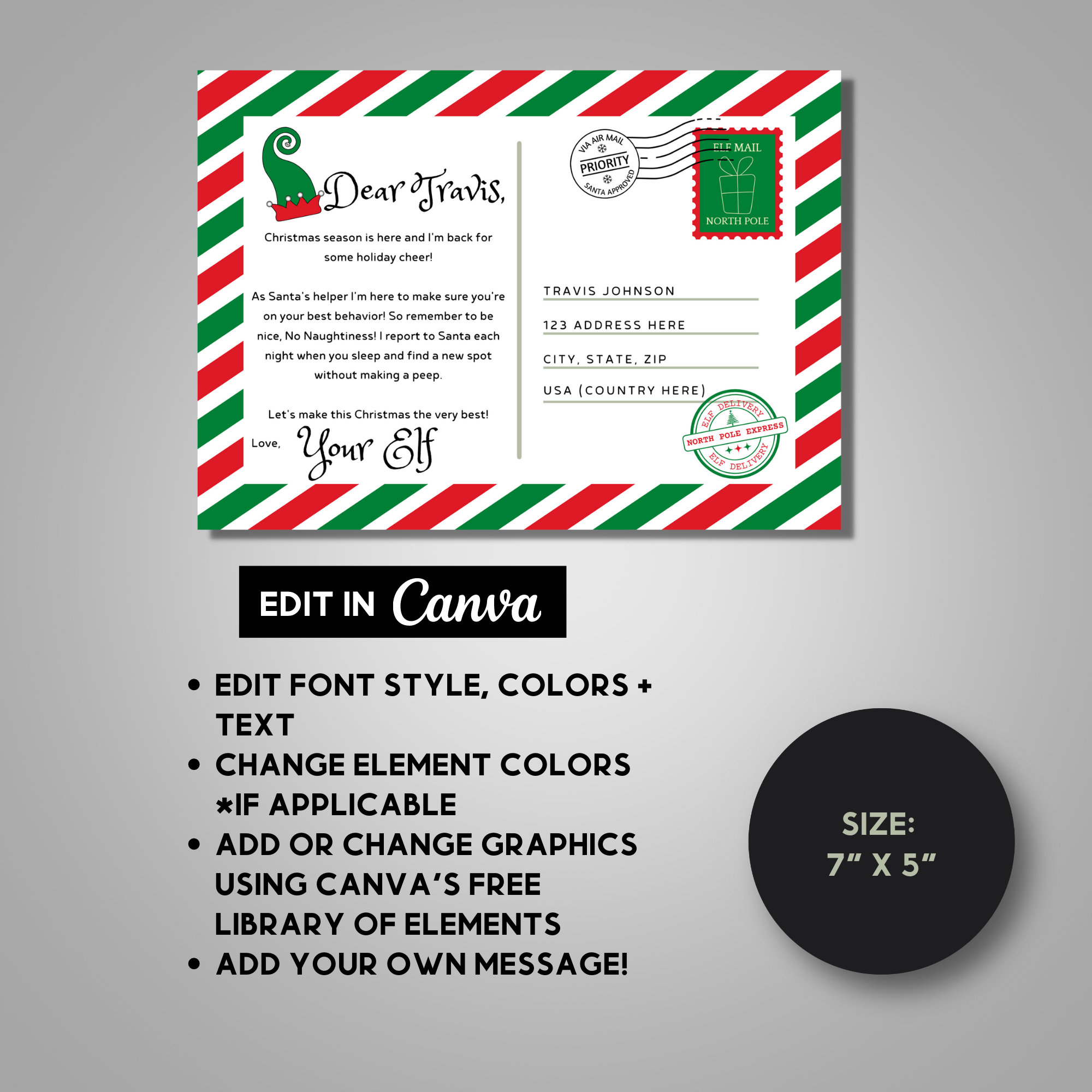 Editable Elf Arrival Postcard, Elf Postcard Template, Elf Return Note ...