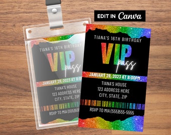Gold VIP Pass Party Invitation, VIP Insert for Lanyard, VIP Pass ...
